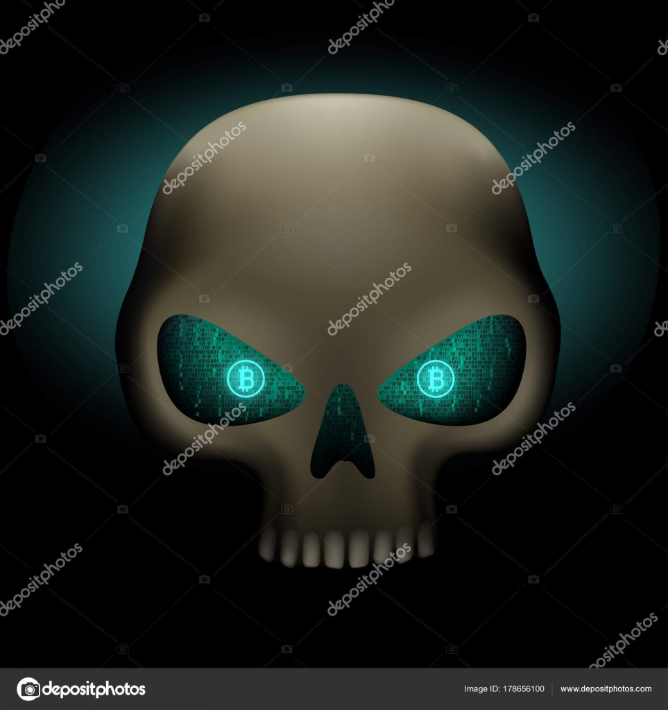 Skull with bitcoin code eyes Stock Vector Image by ©romvo79 #178656100