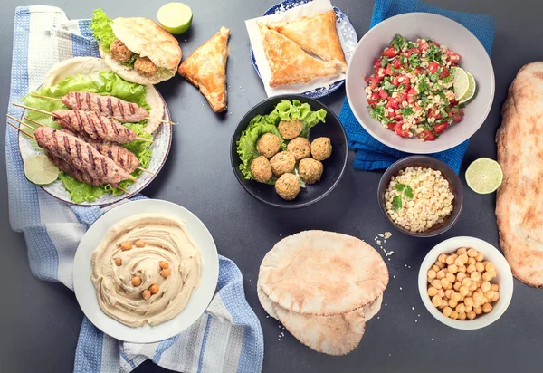 Selection Arabic Food Middle Eastern Cuisine Halal Food Top View Stock ...