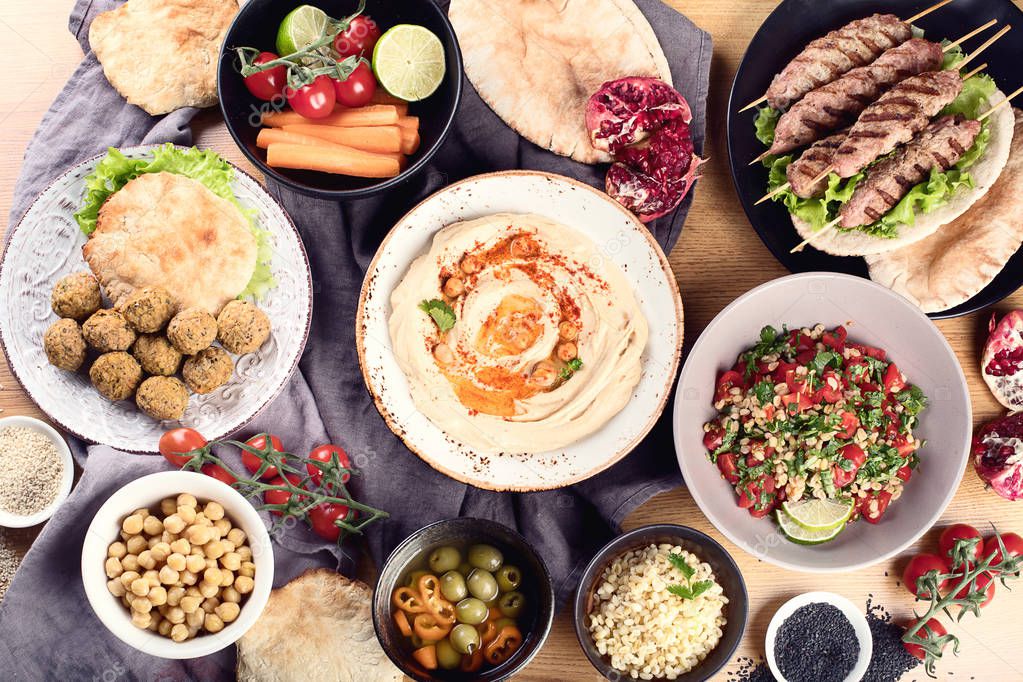 Lebanese Food Middle Eastern Traditional Cuisine Top View — Stock Photo ...
