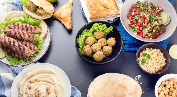 Selection Arabic Food Middle Eastern Cuisine Halal Food Top View Stock ...