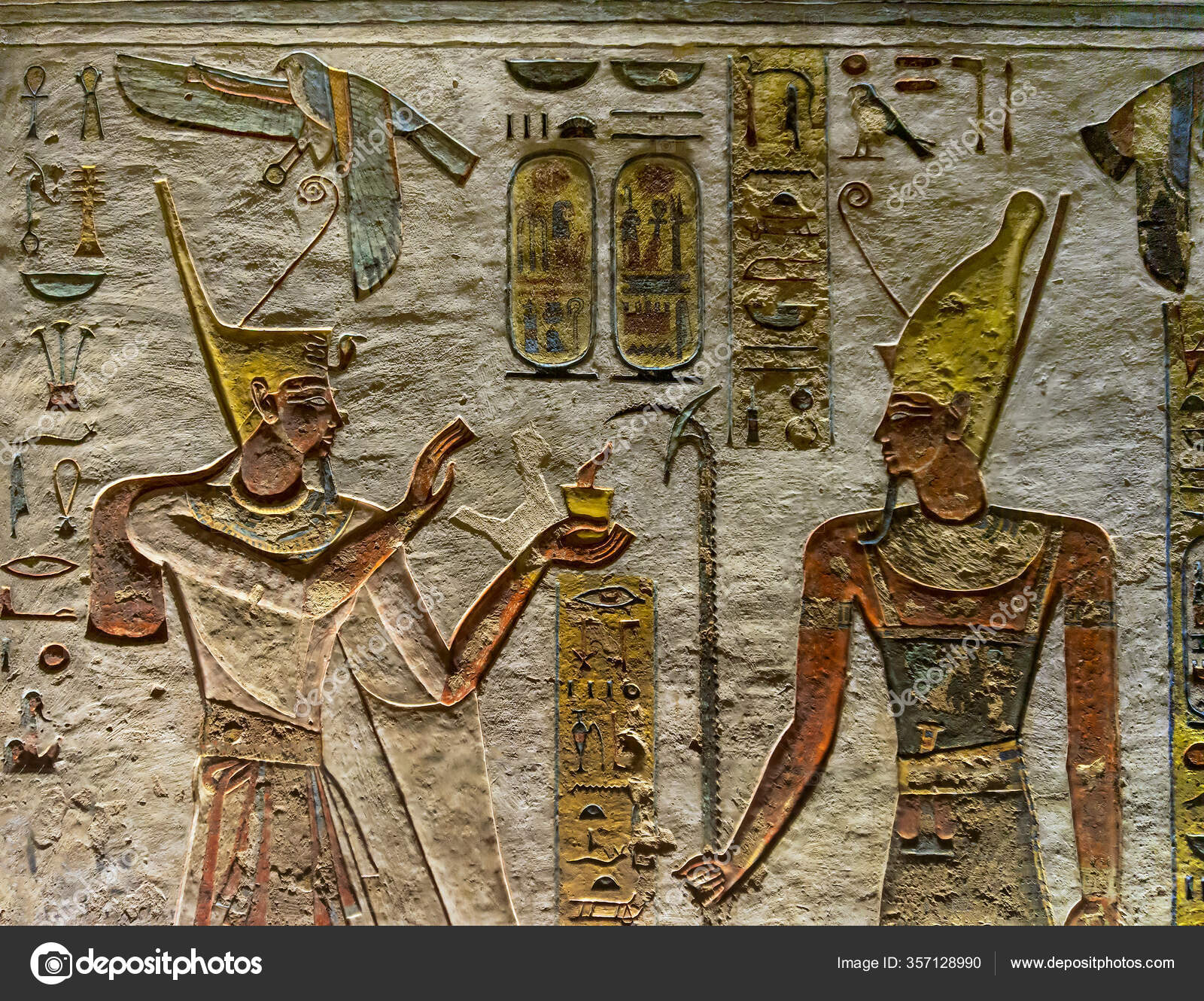 Ancient Color Egypt Images Hieroglyphics Wall Stock Photo by ...