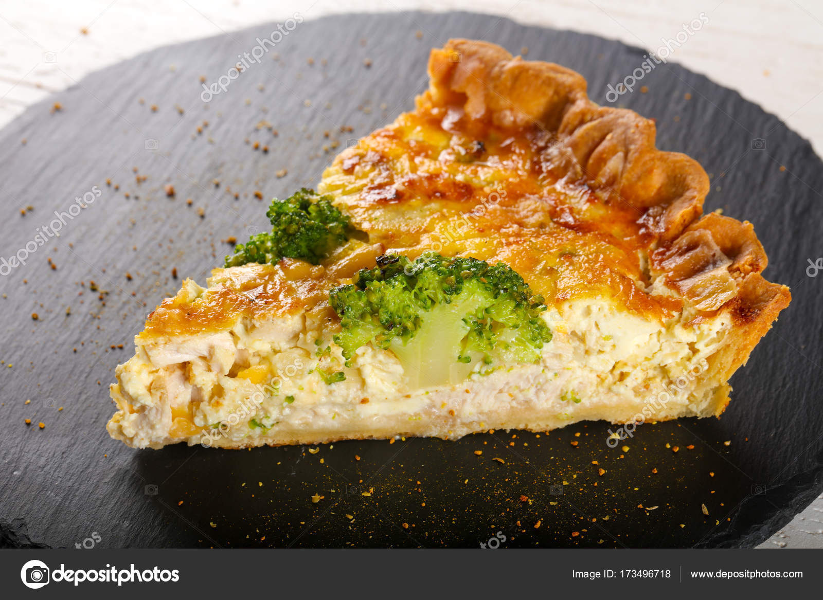 Closeup Traditional Russian Kish Pie Wooden Table Stock Photo by ...