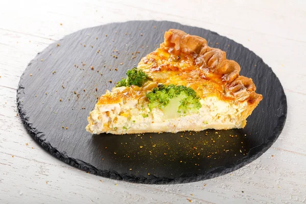 Closeup Traditional Russian Kish Pie Wooden Table Stock Photo by ...