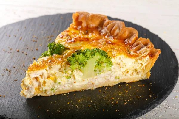 Closeup Traditional Russian Kish Pie Wooden Table Stock Photo by ...