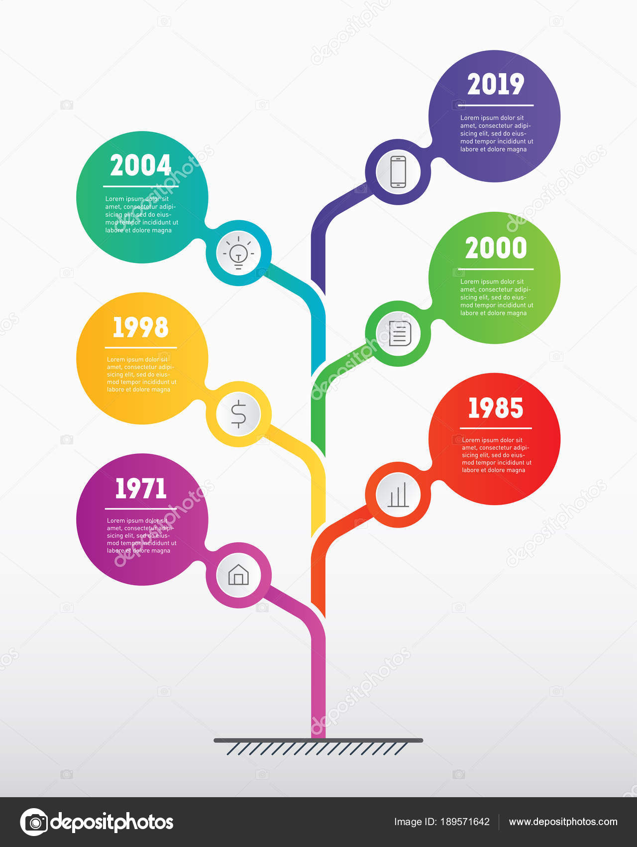 Vertical Timeline Infographics Business Presentation Concept Parts ...