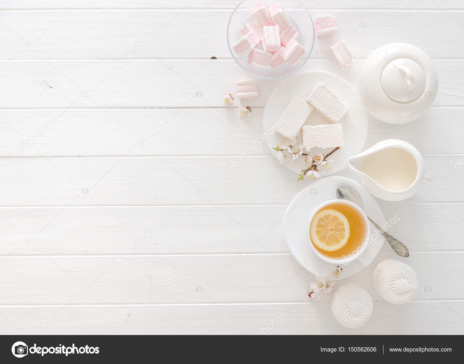Tea with sweets, pastel colors, space for text Stock Photo by ©tan4ikk ...