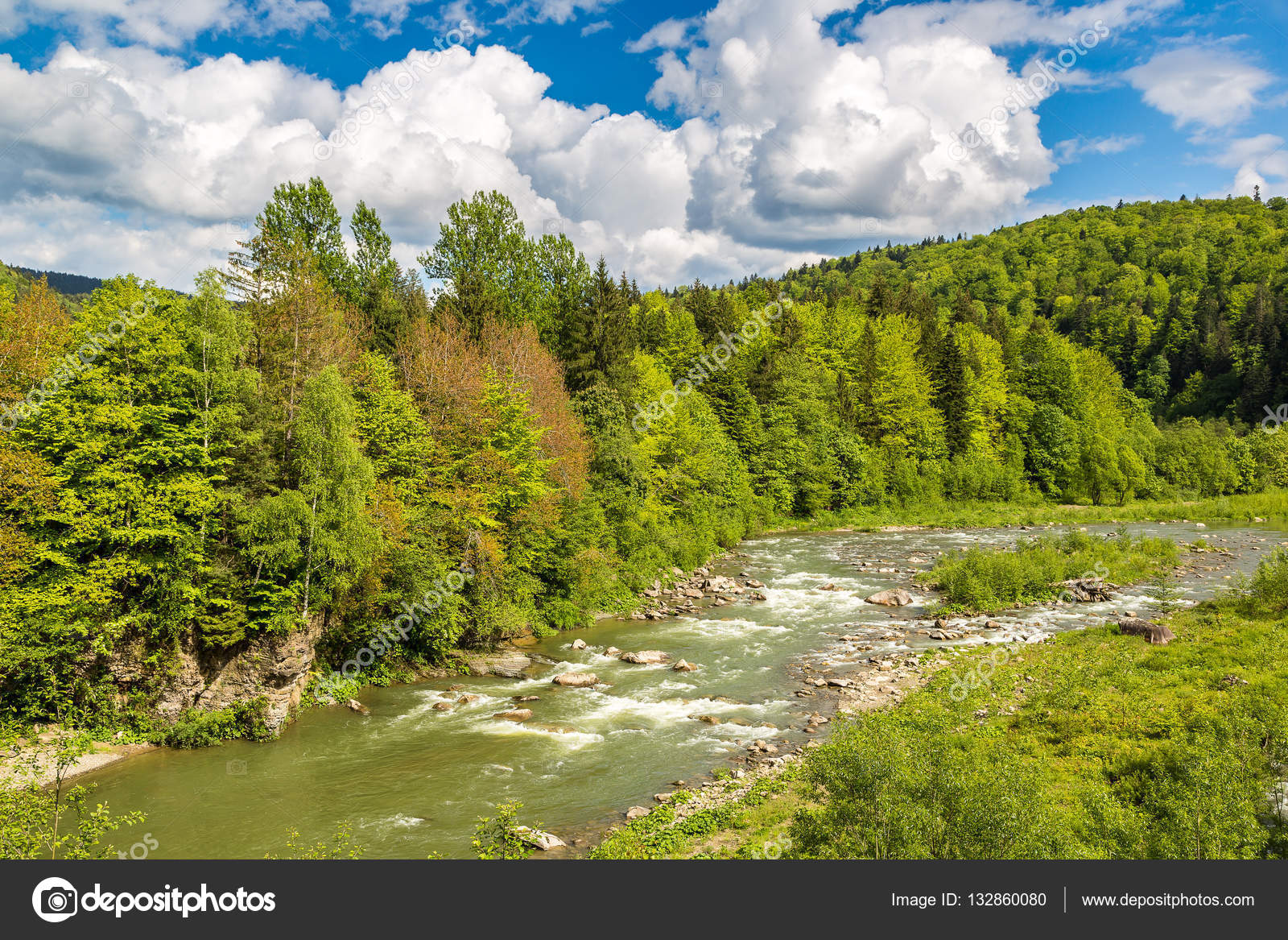 Mountain river in forest — Stock Photo © bloodua #132860080