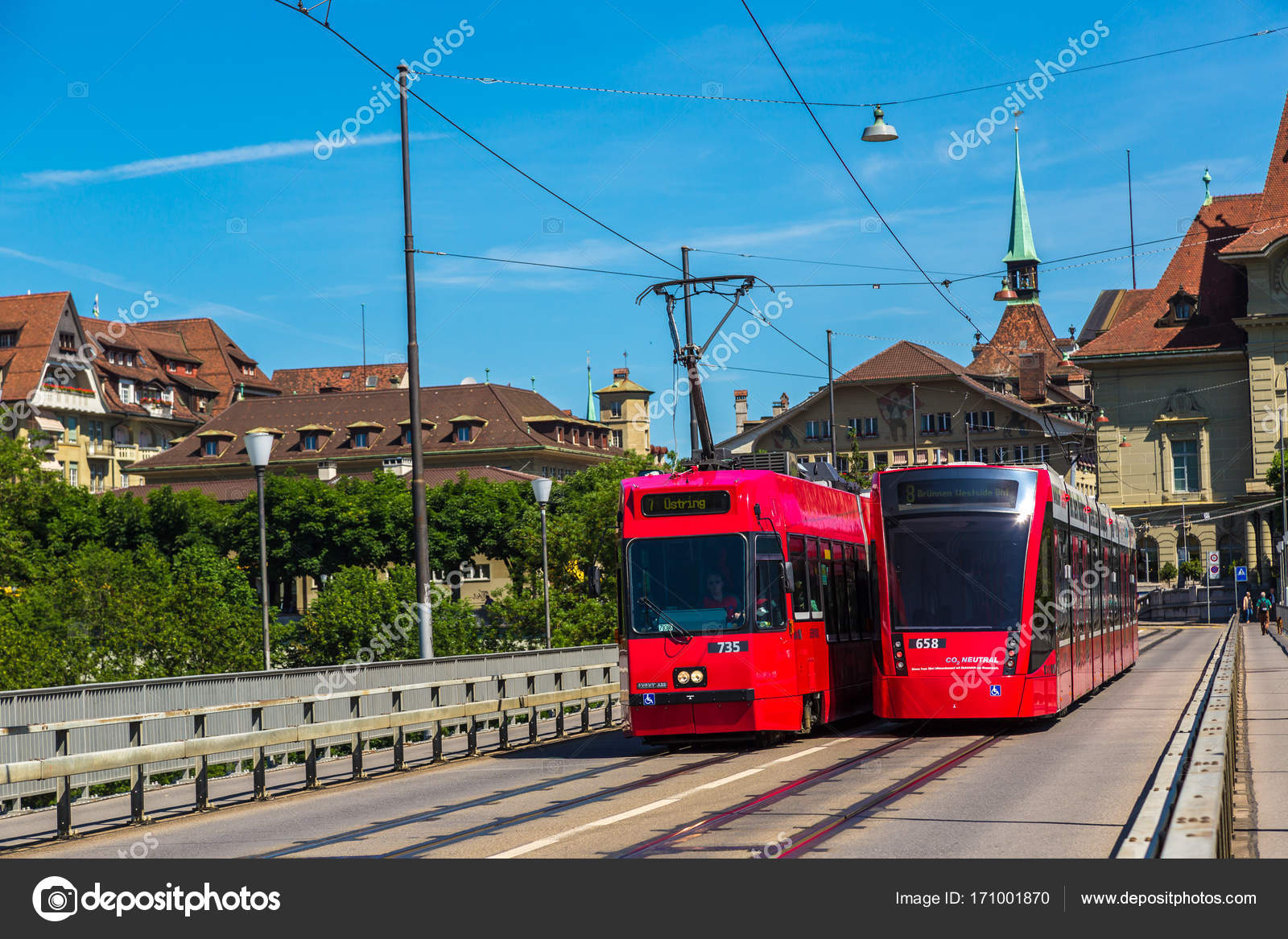 Modern city tram in Bern — Stock Editorial Photo © bloodua #171001870