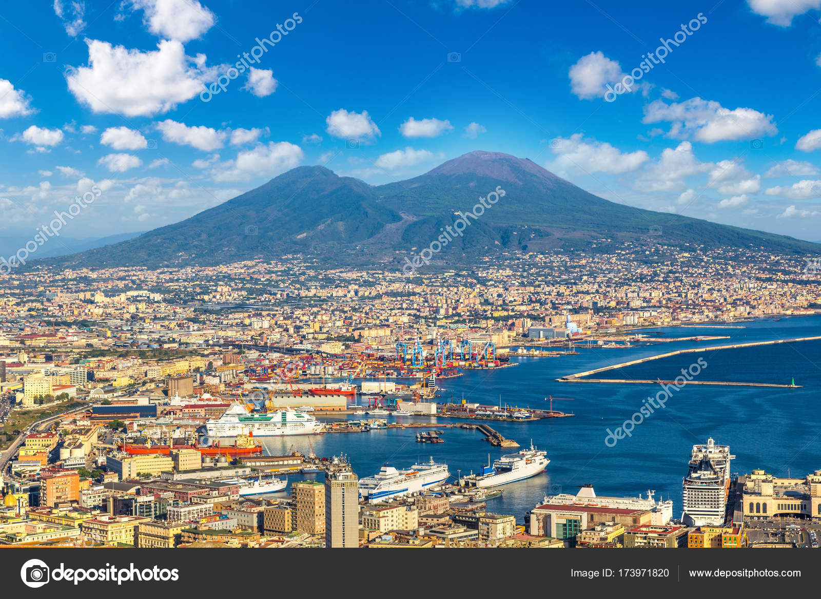 Napoli Naples Mount Vesuvius Background Sunset Summer Day Italy ...