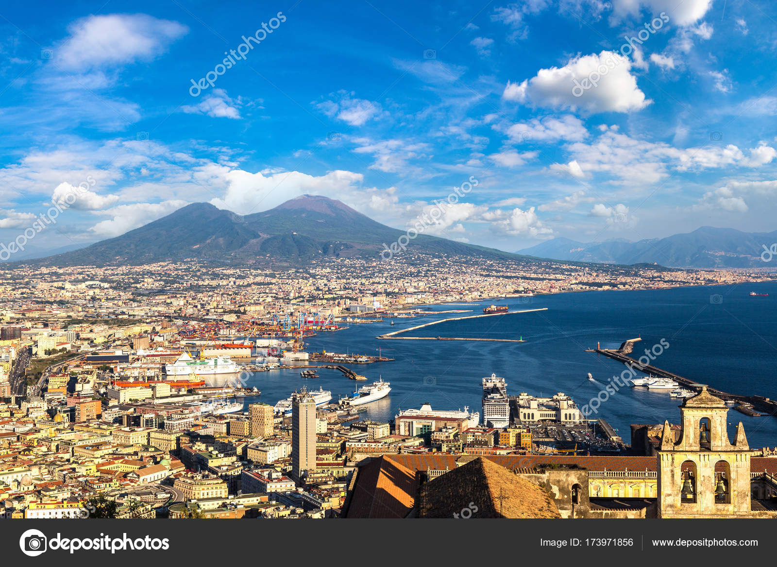 Napoli Naples Mount Vesuvius Background Sunset Summer Day Italy ...