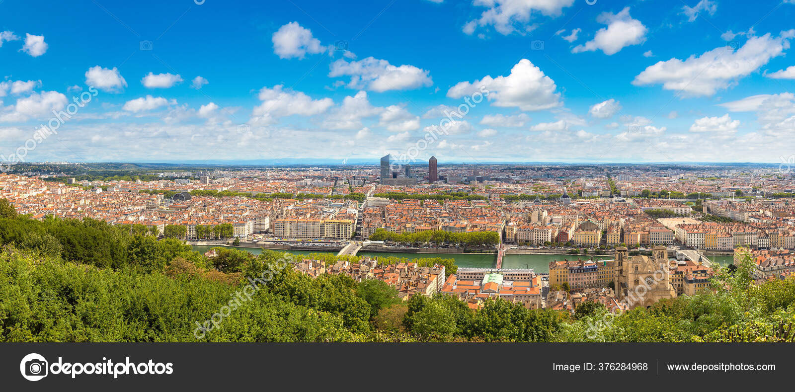 Aerial Panoramic View Lyon France Beautiful Summer Day — Stock Photo ...