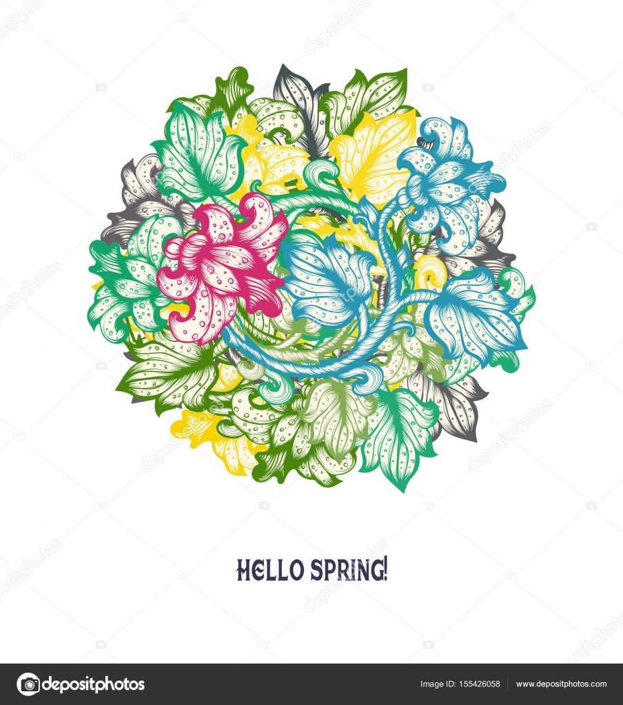 Hand Drawn Floral Vector Spring Design Stock Vector by ©olgaaltunina ...