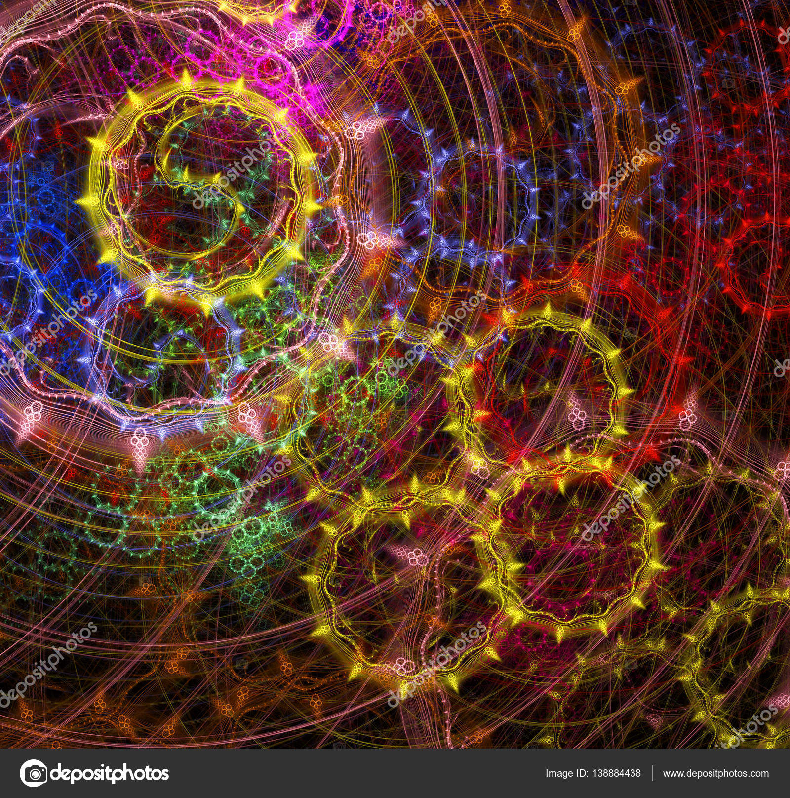 Illustration of a fractal background with bright circles Stock Photo by ...
