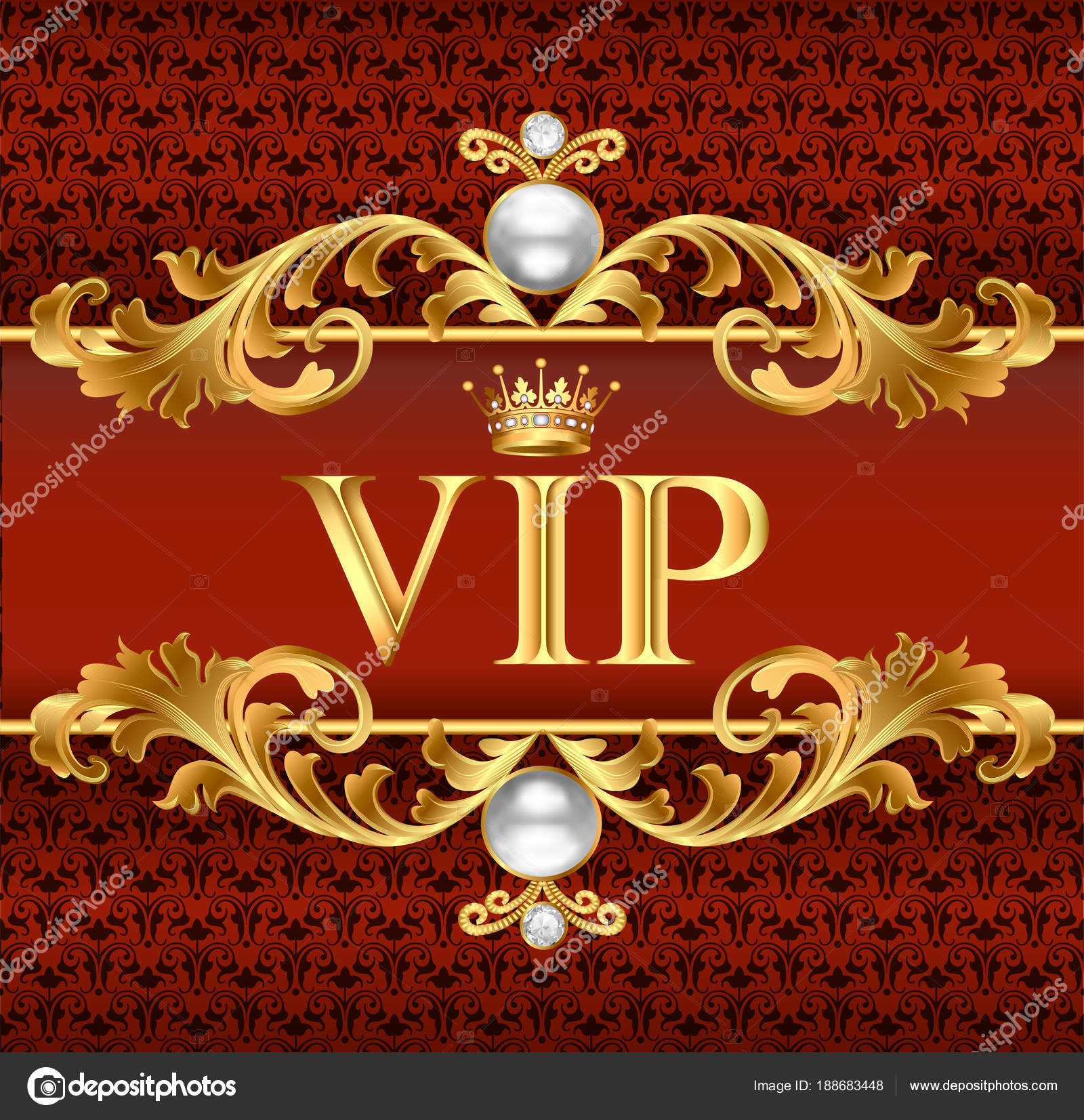 Gold VIP card on red, jewelry background vector Stock Vector Image by ...