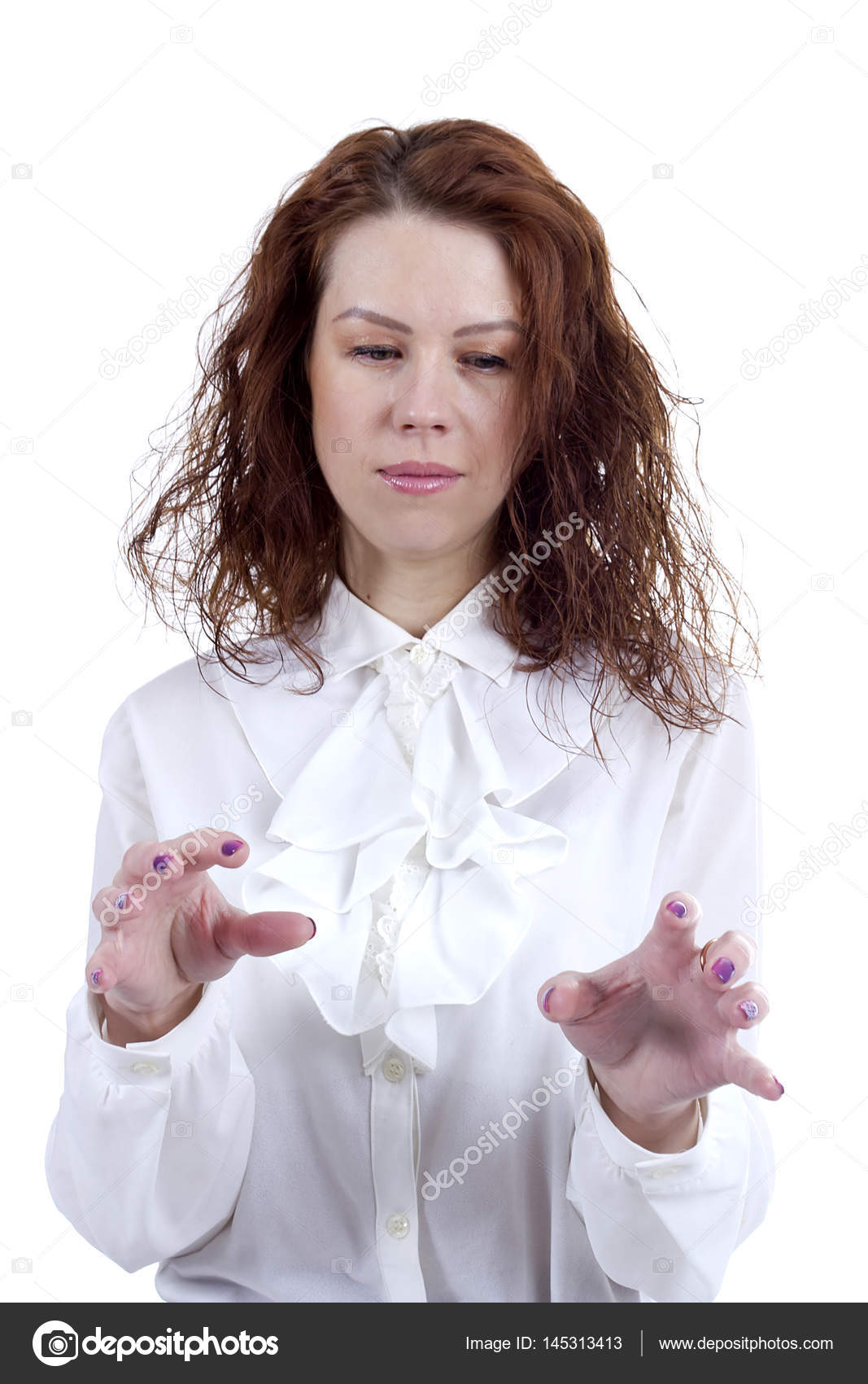 Woman shows a rotational motion of the hand Stock Photo by ...