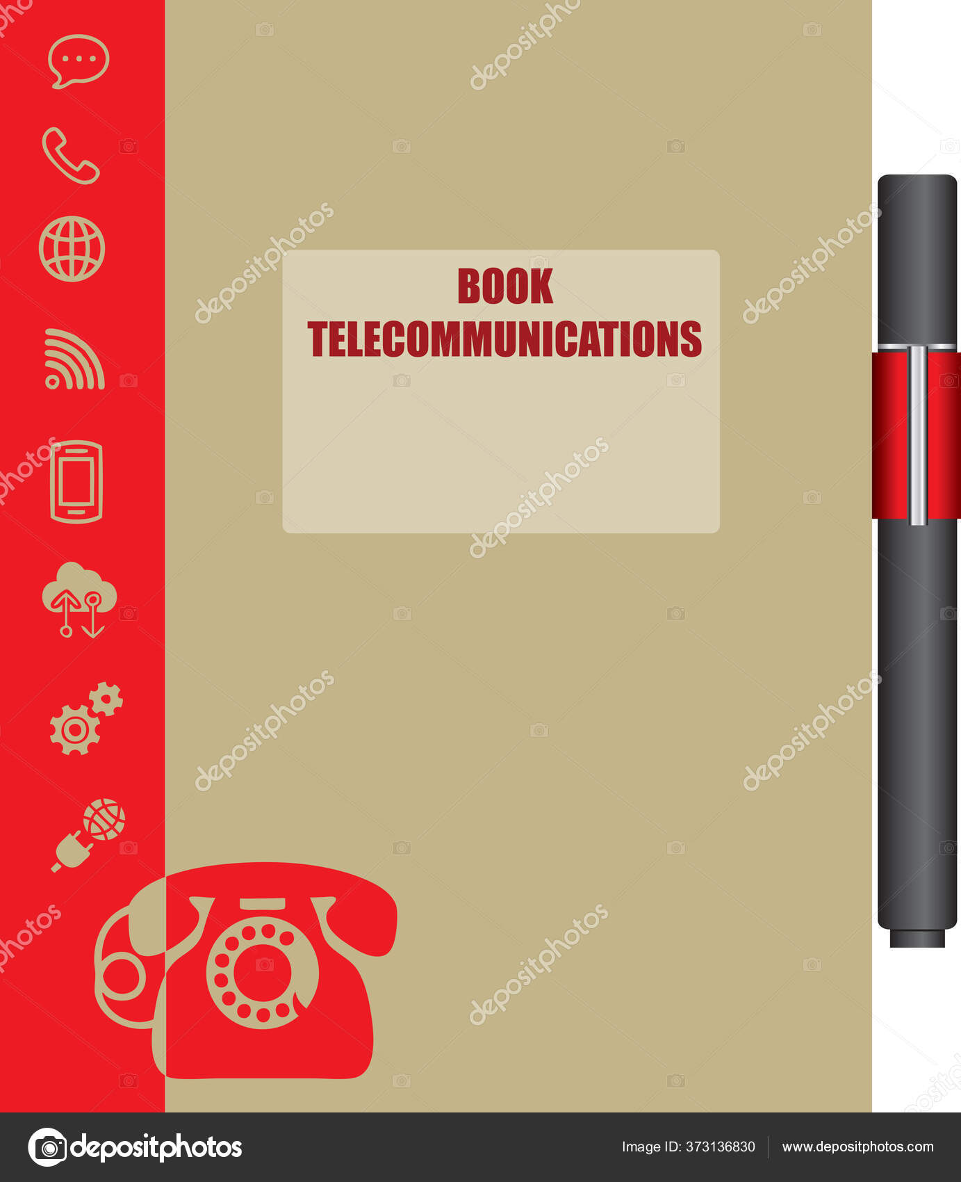 Workbook Telecommunications Book Cover Communication Icons Stock Vector ...