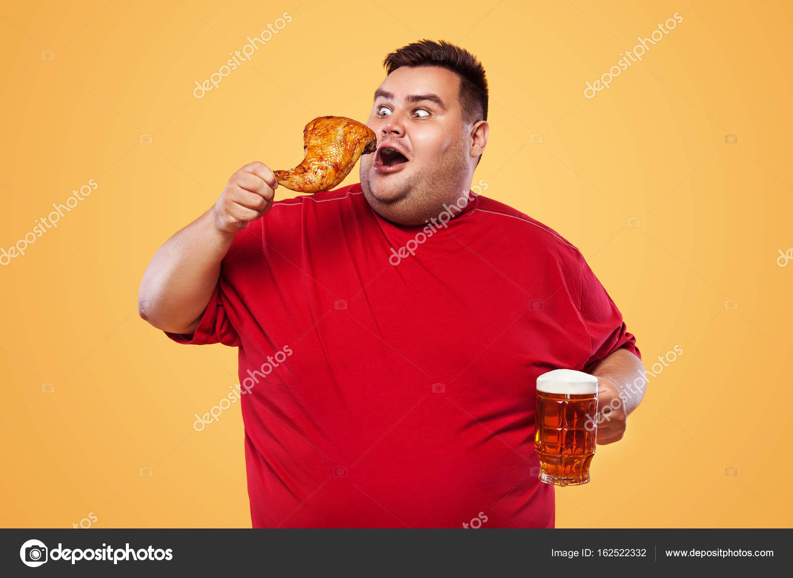 Fat Guy Eating Chicken