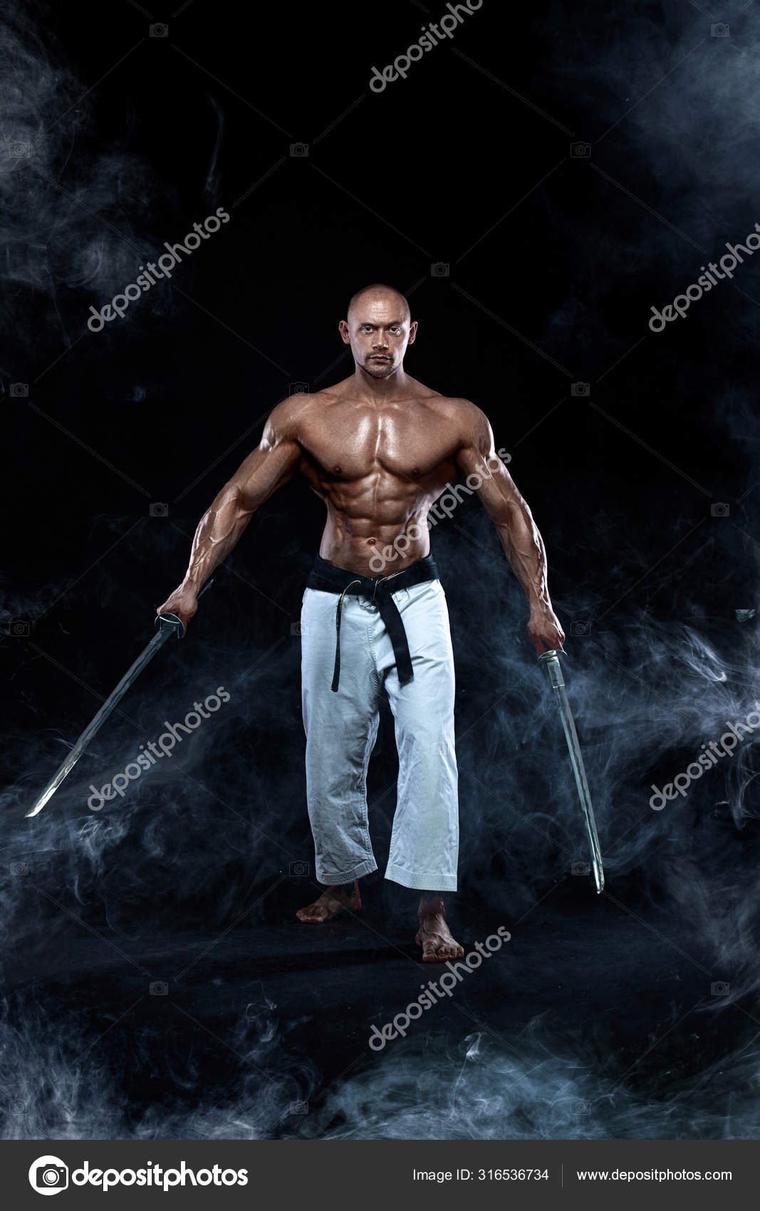 Samurai Sverd Poserer Fototapet Samurai Silhuett Ved Solnedgang