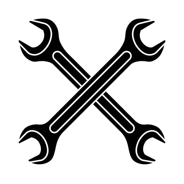 Two crossed spanners. Black on white flat vector illustration, logo ...