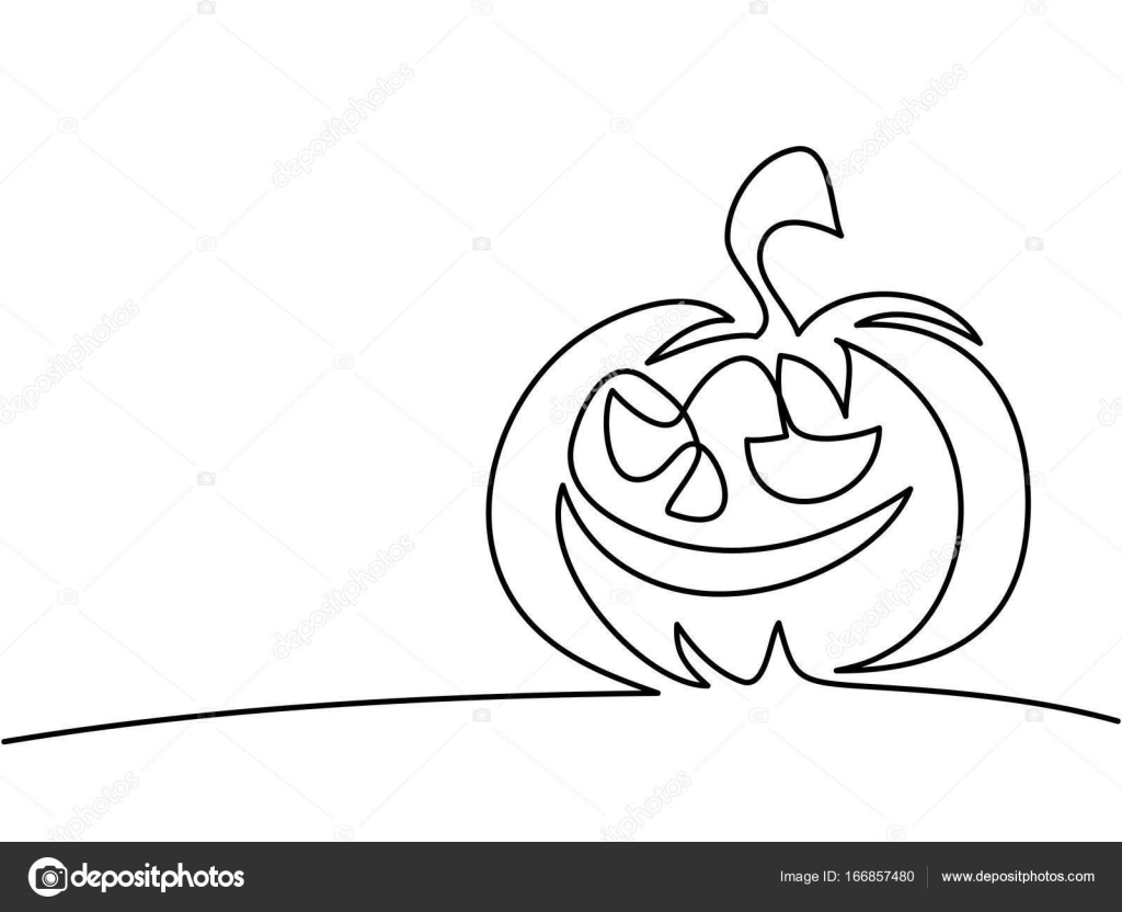 Continuous line drawing of Halloween pumpkin Stock Vector Image by ...