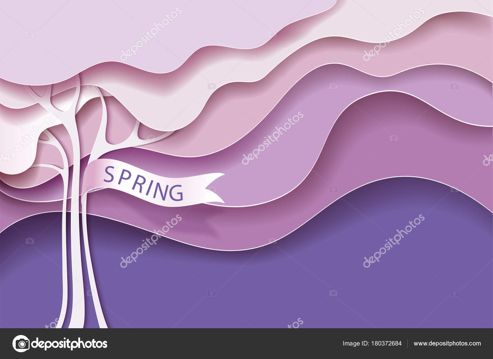 Spring season card with pink tree Stock Vector Image by ©Valenty #180372684