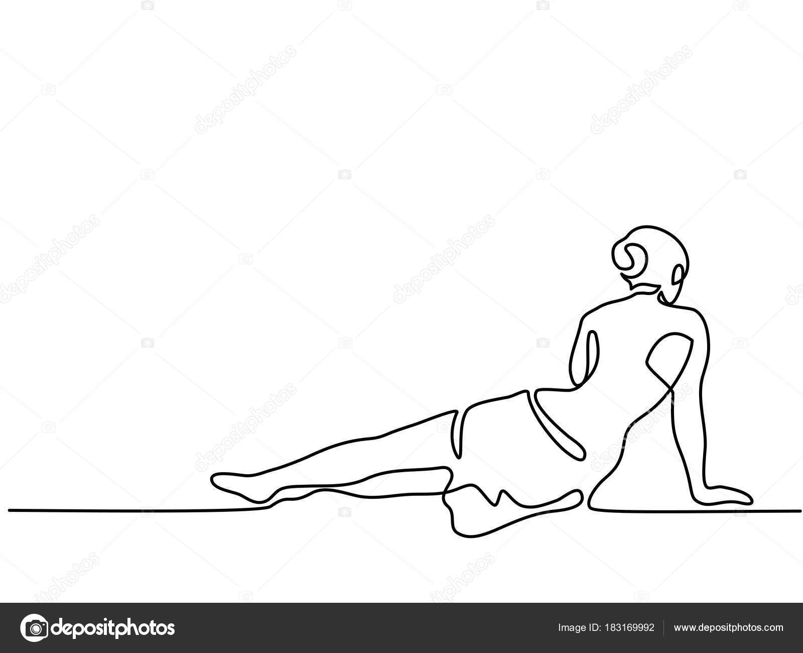 Mujer hermosa mujer acostada en su lado Vector de stock #183169992 de ...