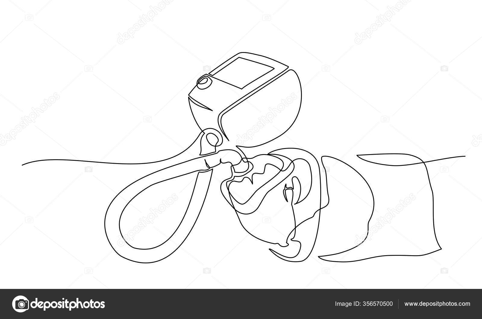 Man Installed Device Lung Ventilation Continuous One Line Drawing ...