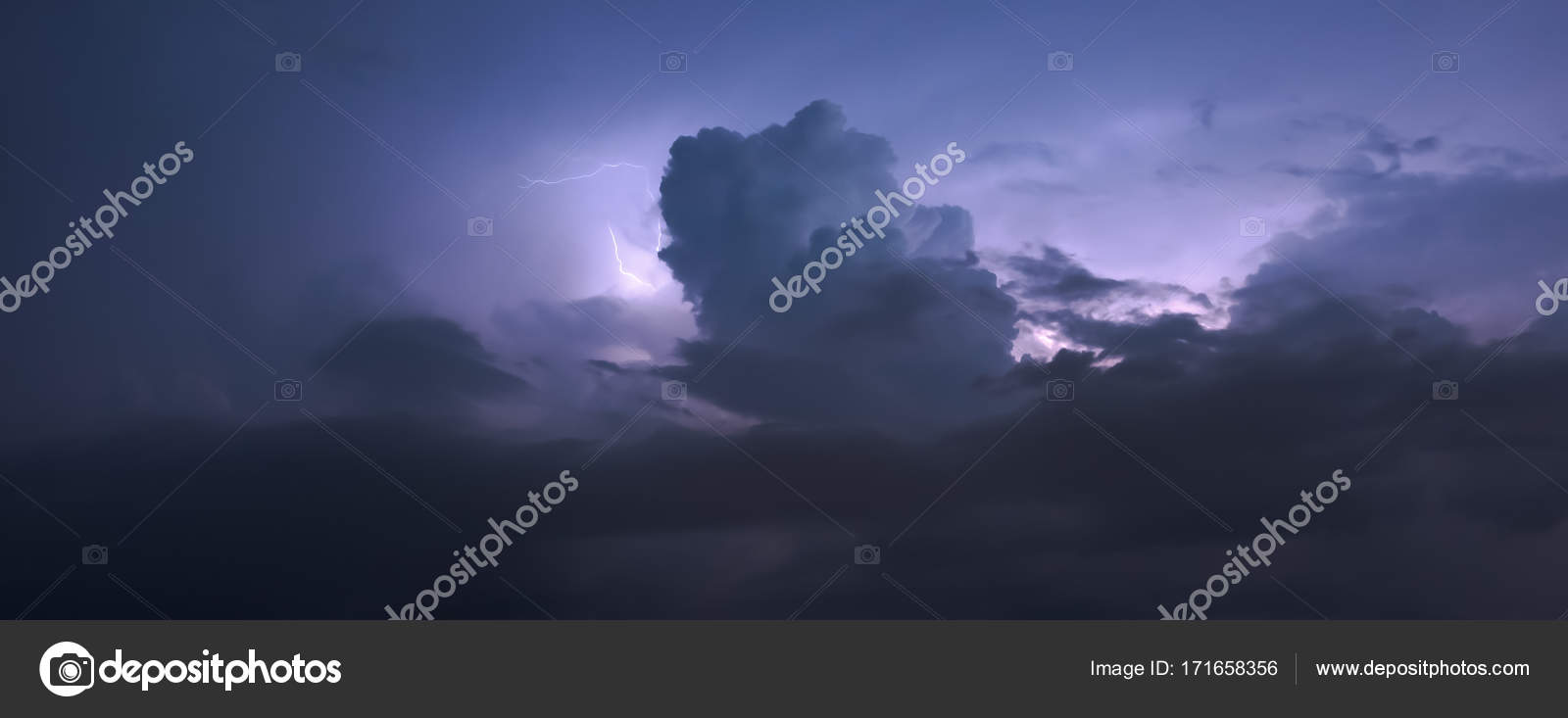 Lightning in overcast sky Stock Photo by ©avlntn 171658356