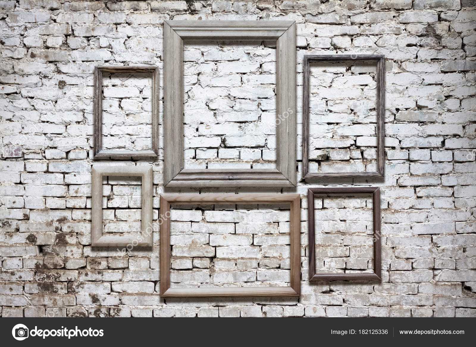 Set Old Photo Frames Brick Wall Background — Stock Photo © avlntn ...