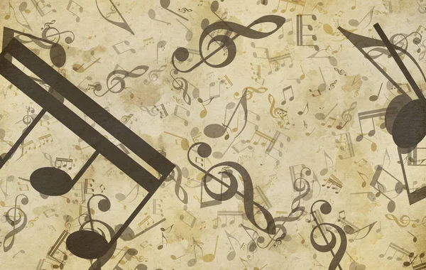 Grunge musical background. Old paper texture, music notes. - Stock ...