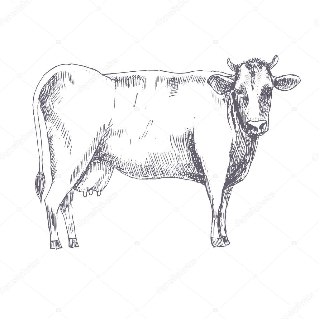 Cow hand drawn vector illustration — Stock Vector © blotty #163320252
