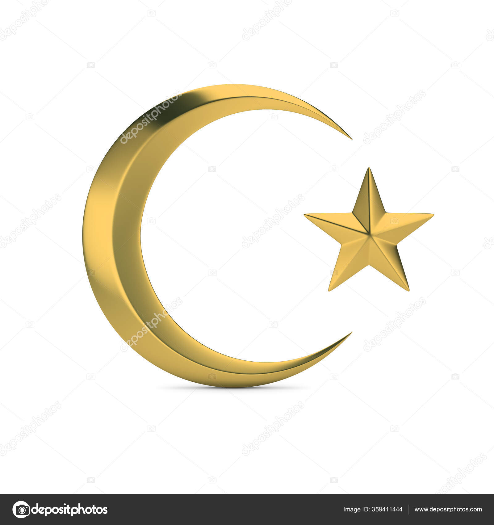 Golden Islamic Symbol Crescent Moon Star Generated Image White ...