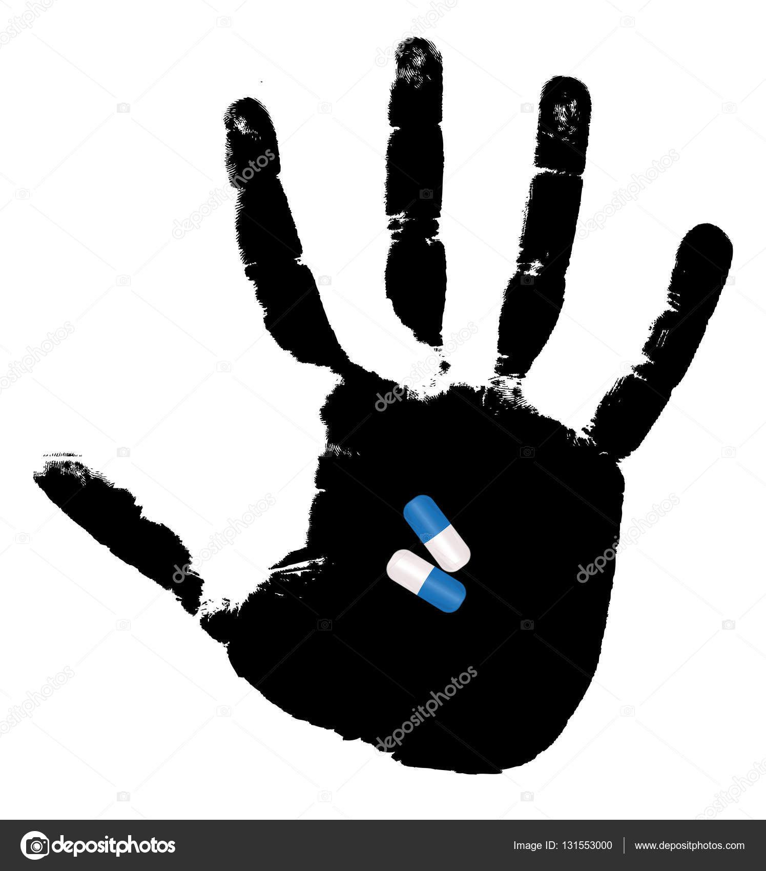 The medical capsule on a black print of a hand Stock Vector Image by ...