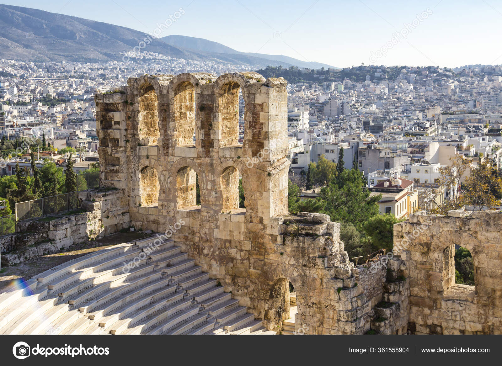 Odeon Herodes Atticus Roman Theater Aerial View Athens Greece — Stock ...
