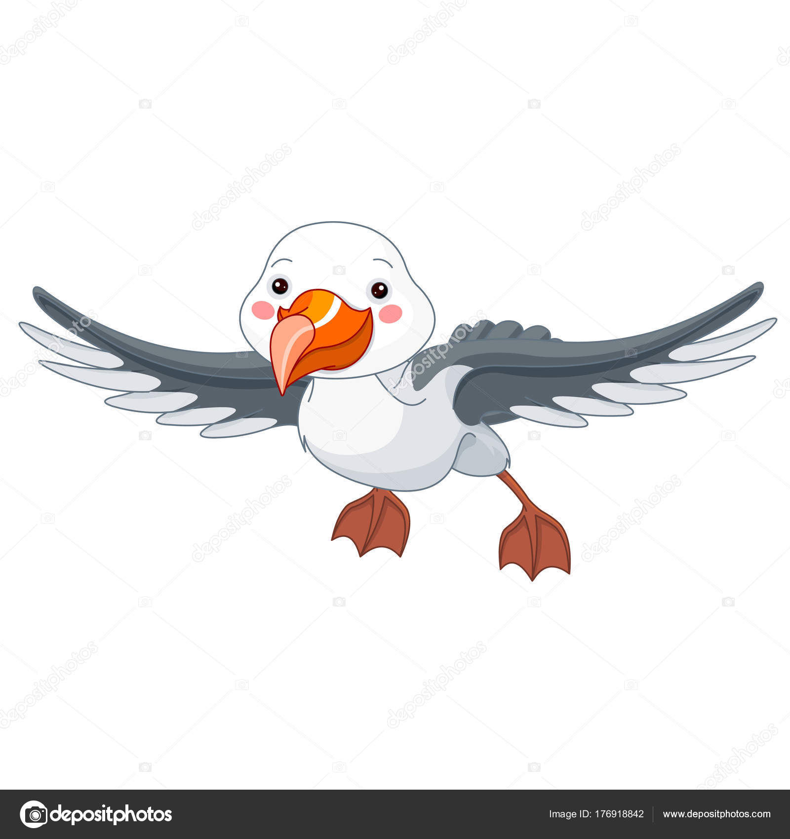 Cute Cartoon Bird Albatros Vector Illustration Stock Illustration by ...