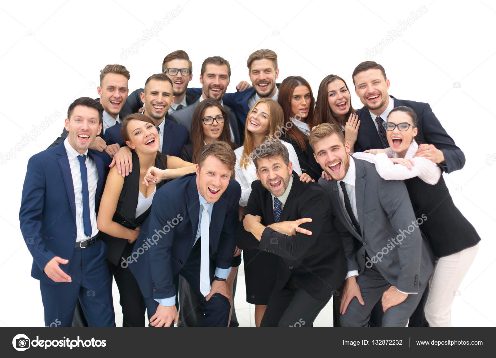 Business team people group crowd full length stand isolated on w Stock ...