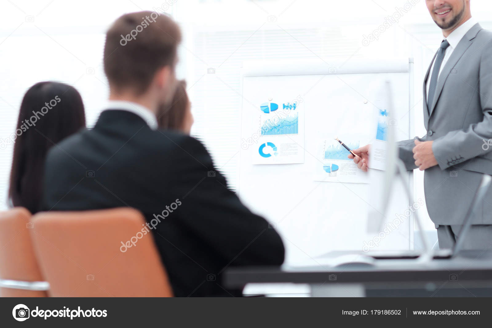 Business man making a presentation in the office. — Stock Photo ...
