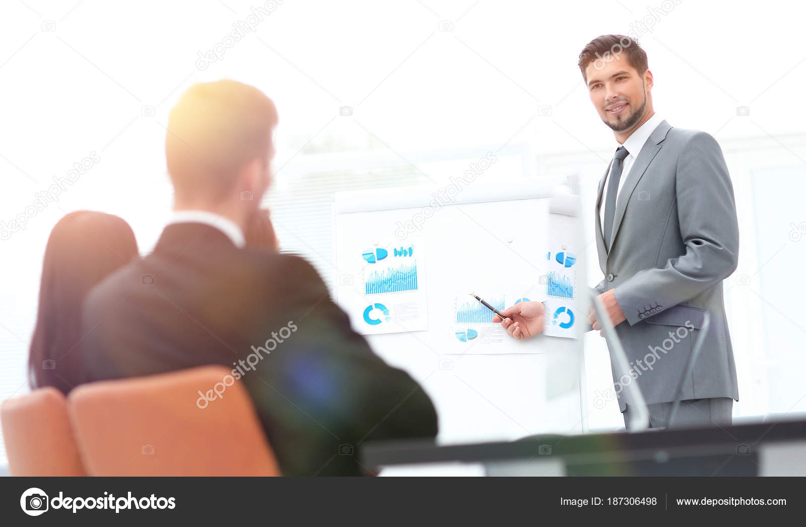 Business man making a presentation in the office. — Stock Photo ...