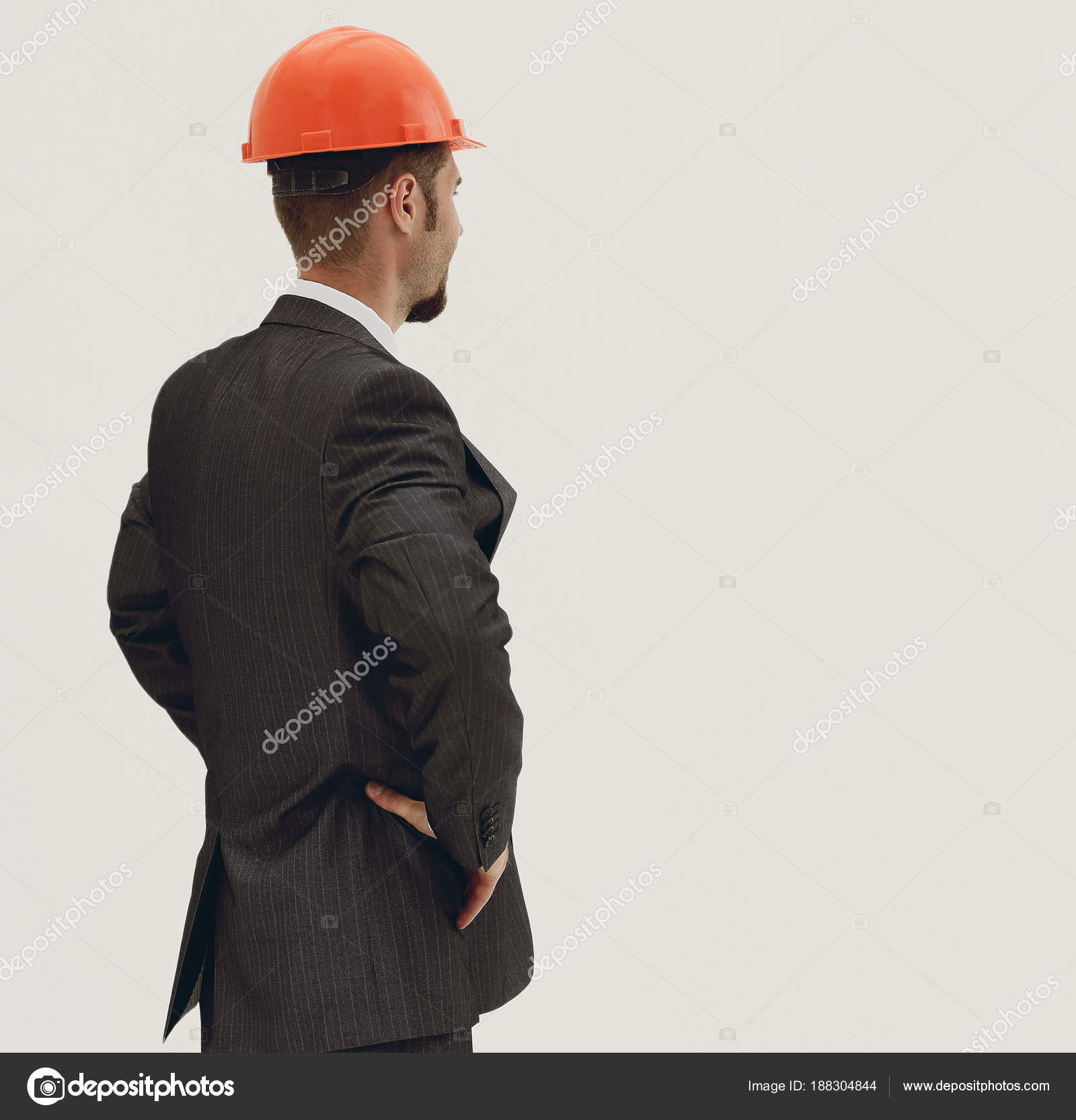 Side view.experienced engineer looks at the blank screen. — Stock Photo ...