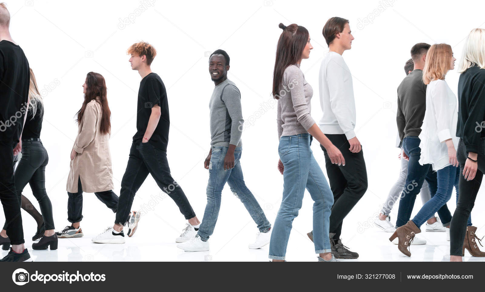 People Walking Side View