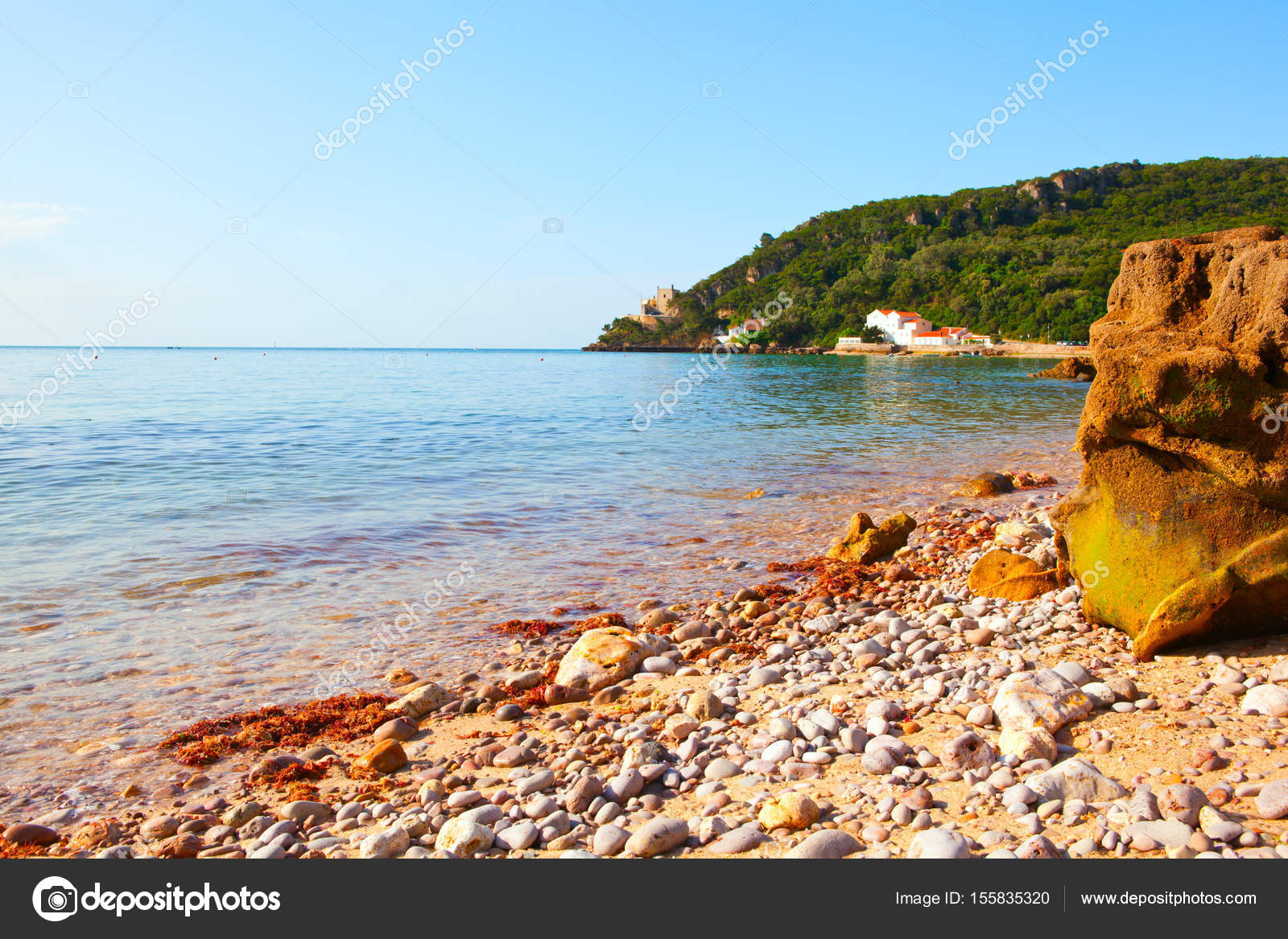 Portinho da Arrabida - beach in the Parque Natural da Arrabida, Stock ...