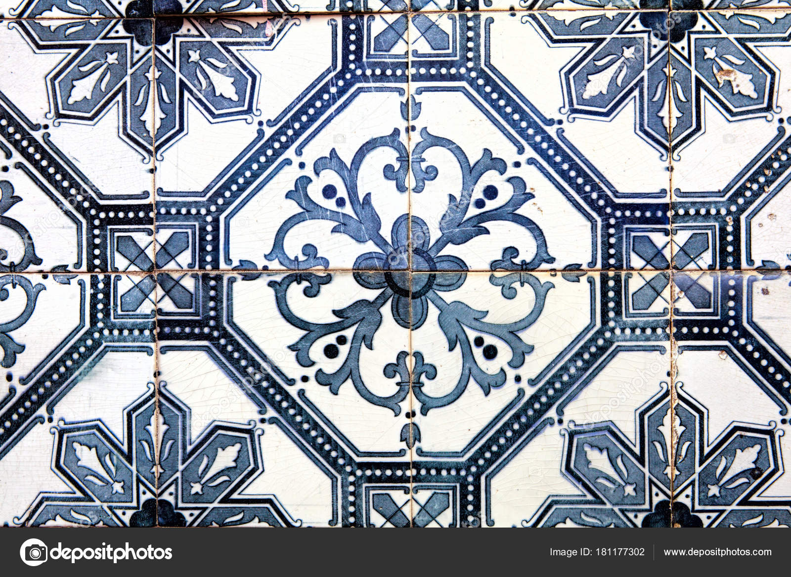 Typical decorative tiles, antique tiles detail Lisbon, art and d ...