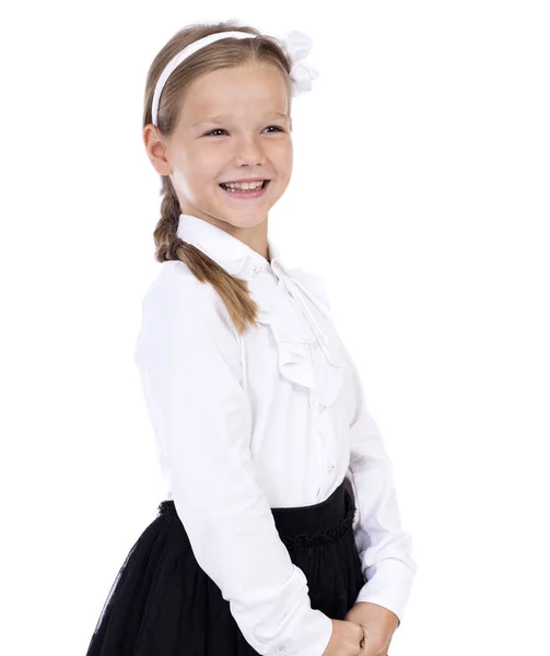 Beautiful Blonde Little Girl Isolated White Background — Stock Photo © arkusha #206795738