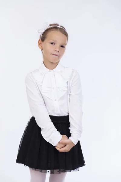 Beautiful Blonde Little Girl Isolated White Background — Stock Photo © arkusha #206795738