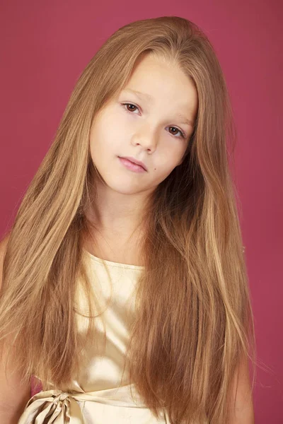 Beautiful Blonde Little Girl Isolated White Background Stock Photo by ©arkusha 206797184