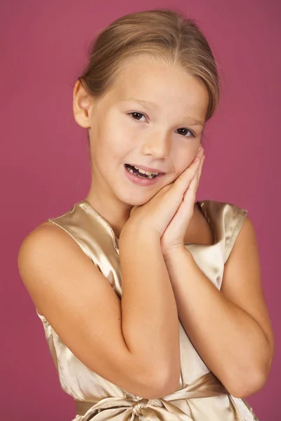 Beautiful Blonde Little Girl Isolated White Background — Stock Photo © arkusha #206797438