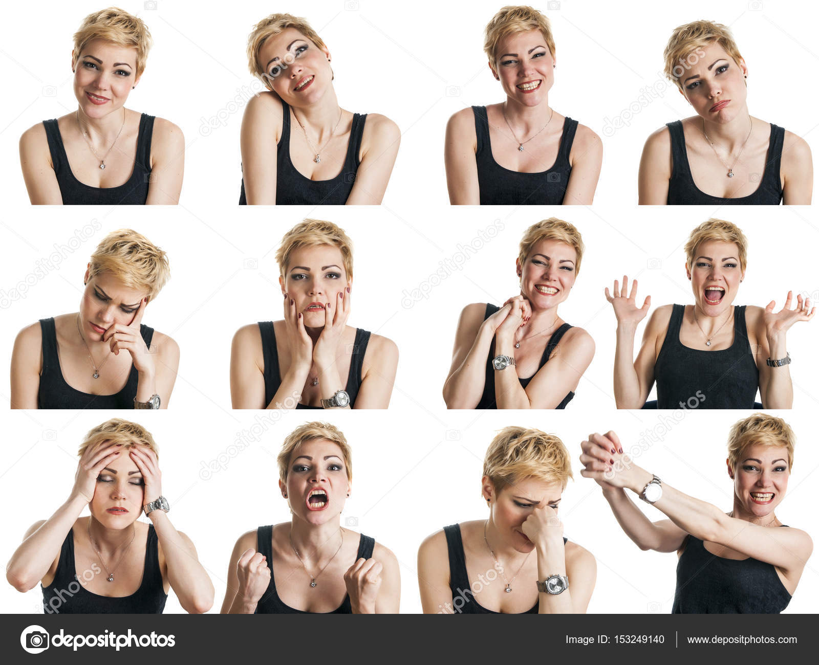 Girl expressive different emotions Stock Photo by ©nanka-photo 153249140