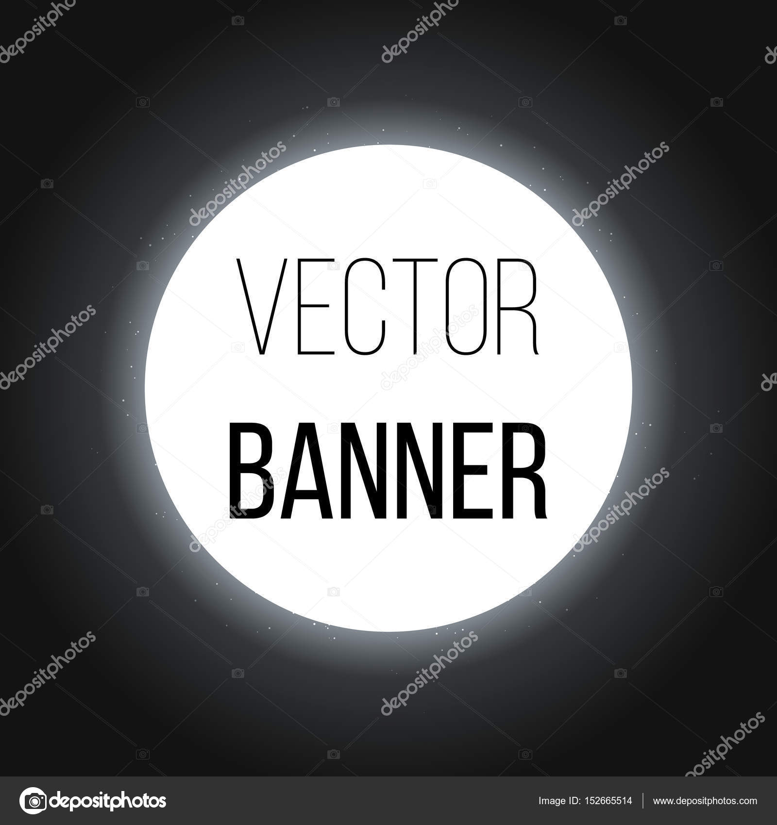Round white vector banner with glow on a dark background. Vector. Stock ...