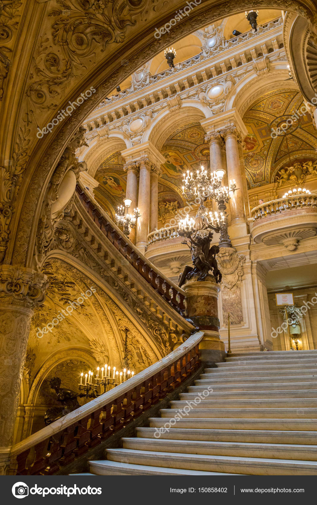 Paris, France, March 31 2017: Interior view of the Opera National de ...