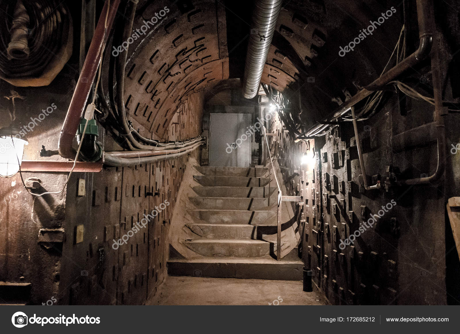 Moscow, Russia - October 25, 2017: Tunnel at Bunker-42, anti-nuclear ...
